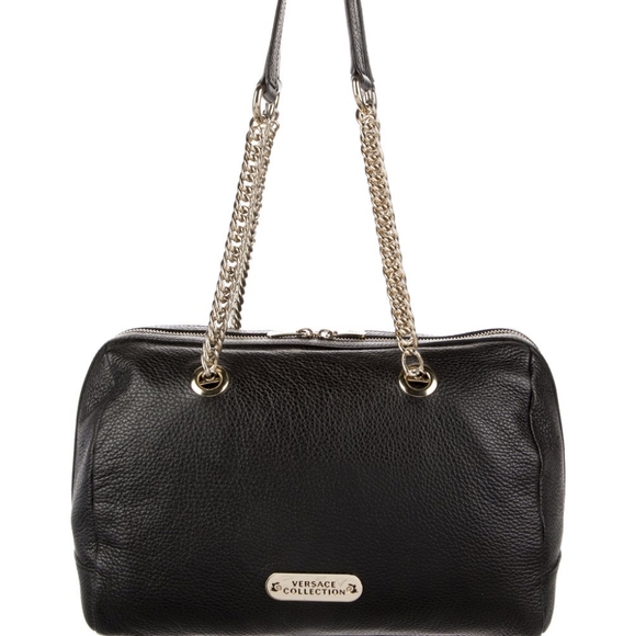 Versace Collection | Bags | Versace Collection Black Leather Shoulder ...